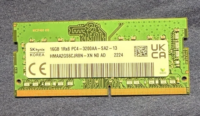 SK HYNIX 16GB DDR4-3200 2Rx8 SODIMM Laptop Memory HMA82GS6DJR8N-XN £2. ...