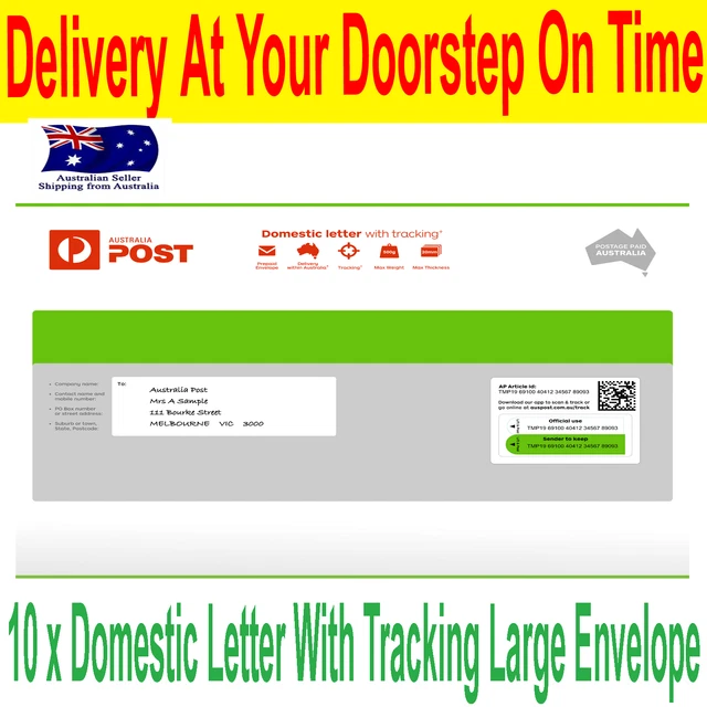 AUSTRALIAN POST DOMESTIC Letter With Tracking Large Prepaid C4 Envelope ...