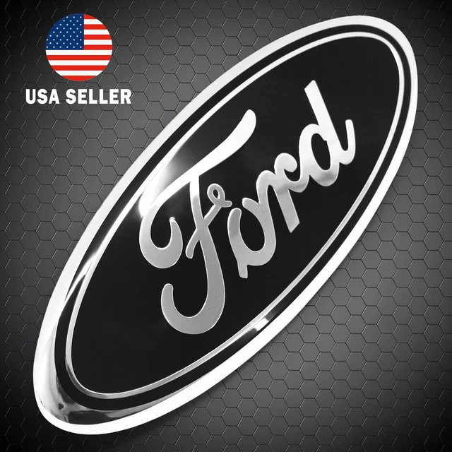 BLACK & CHROME 2005-2014 Ford F150 FRONT GRILLE/ TAILGATE 9 inch Oval ...