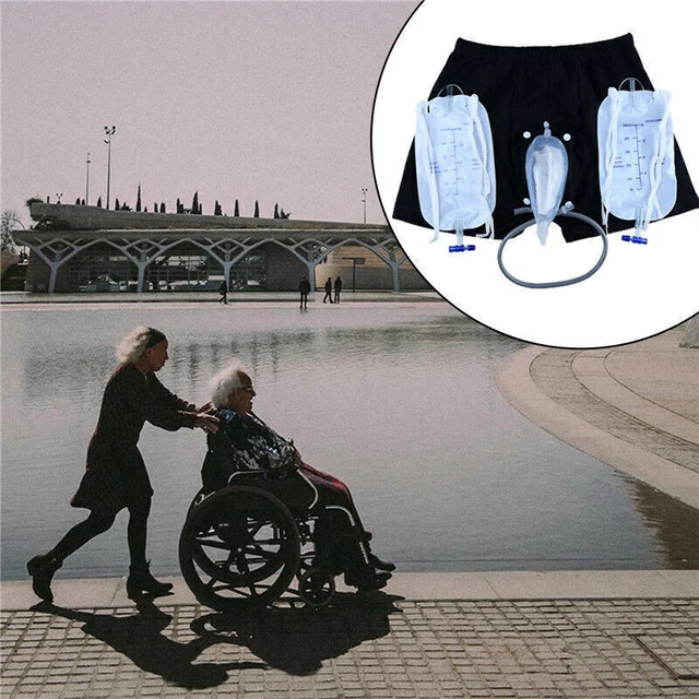 MALE ELDER URINAL Leg Bag Incontinence Pants Pee Catheter Holder Urine ...