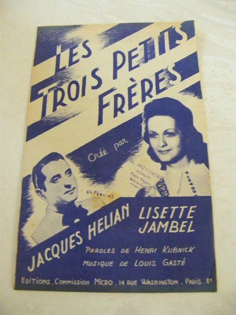 & SPARTITO TRE Piccoli Fratelli Jacques Hélian Jackson Lisette " EUR 13 ...