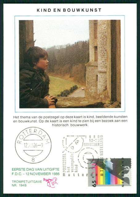 NIEDERLANDE MK 1986 VOOR HET KIND KUNST ART MAXIMUMKARTE MAXI CARD MC ...