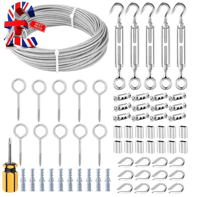 3MM WIRE ROPE Kit, 30M Garden Wire for Climbing Plants, 3Mm PVC Coated ...