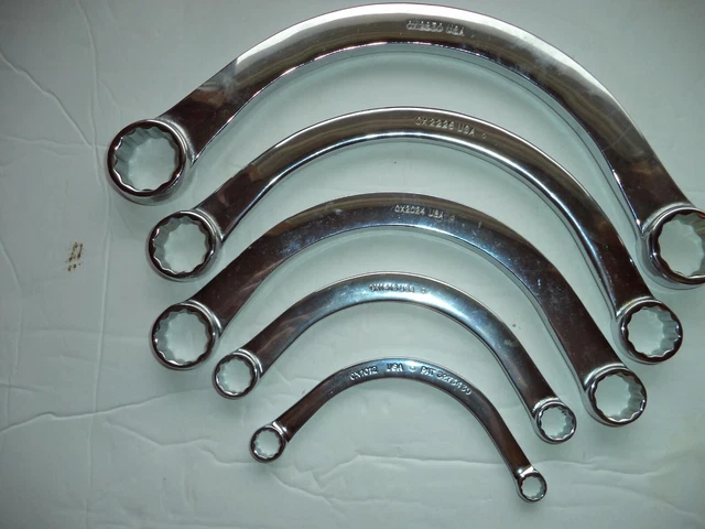 5 SNAP ON Tools Half Moon Curved Obstruction Box End Wrenches SAE 12-PT ...