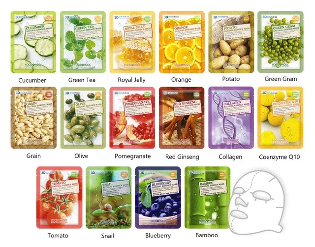 FOOD A HOLIC 3D Shape Narural Pulp Essece Mask Sheets 23g (3,5,10,15 Sheets) £4.04 - PicClick UK