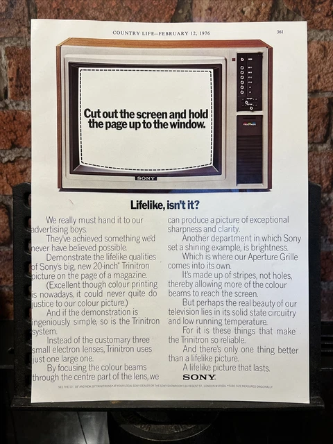 1976 SONY COLOUR Trinitron Television Original Vintage Colour Advert 12 ...