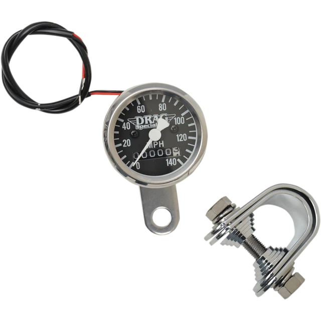 DRAG SPECIALTIES MINI Speedometer Speedo Gauge Chrome Black Face 140MPH ...