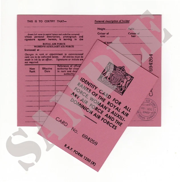 WW2 RAF FORM 1250(R) Identity Card (Exact Copy) £4.00 - PicClick UK