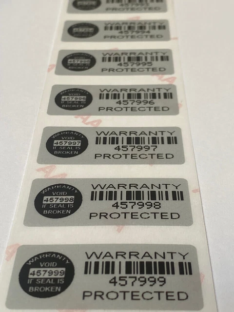 100 WARRANTY PROTECTED Security Labels-Barcode-Serial-Tamper Evident ...