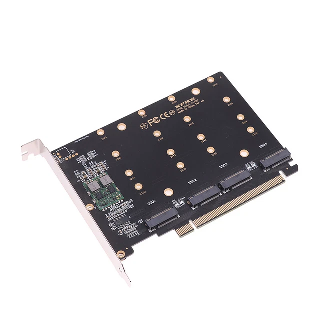 4 PORT M.2 NVMe SSD to PCIE X16M Key Hard Drive Converter Reader ...