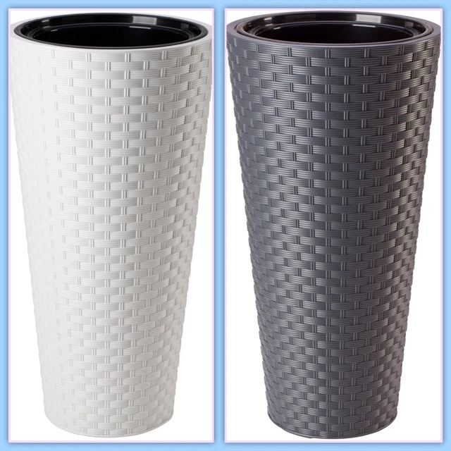 FLOWER POT ROUND Slim Planter Pot Rattan Opitk Insert 2 Colors 4 Sizes ...