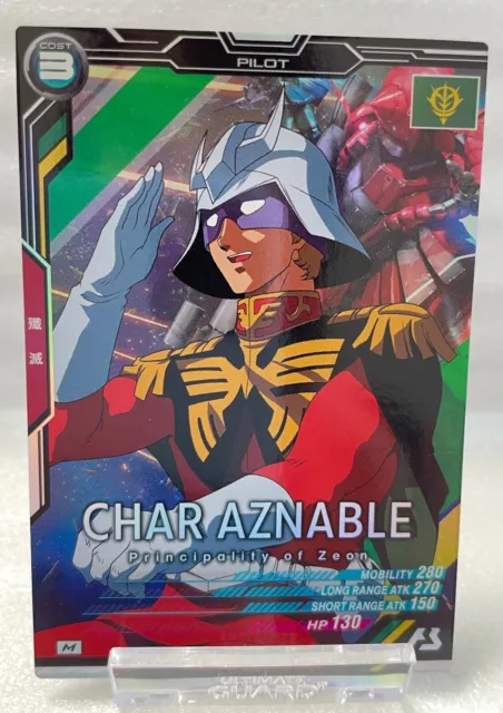 CARTE PLAQUETTE CHAR AZNABLE GUNDAM PILOT BANDAI Principauté de Zeon ...