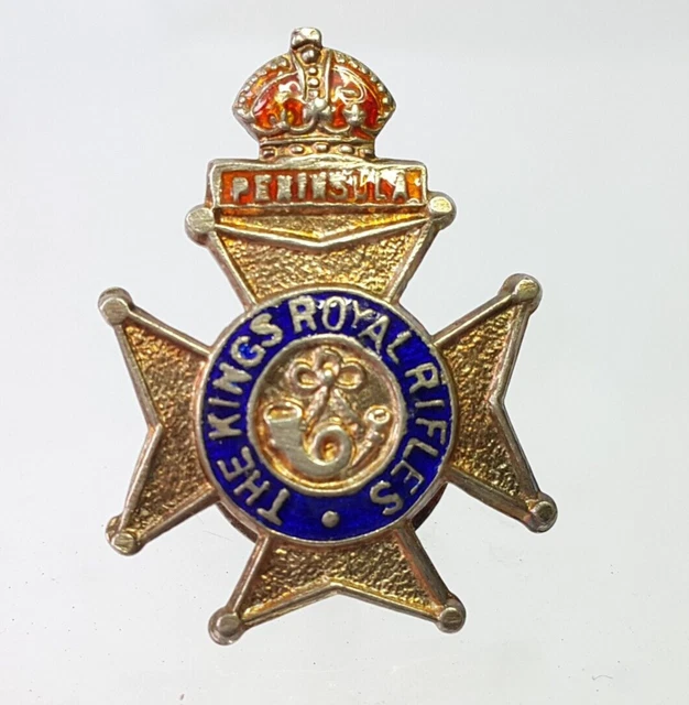 THE KINGS ROYAL Rifles Corps Regiment Silver Enamel Brooch Sweetheart ...