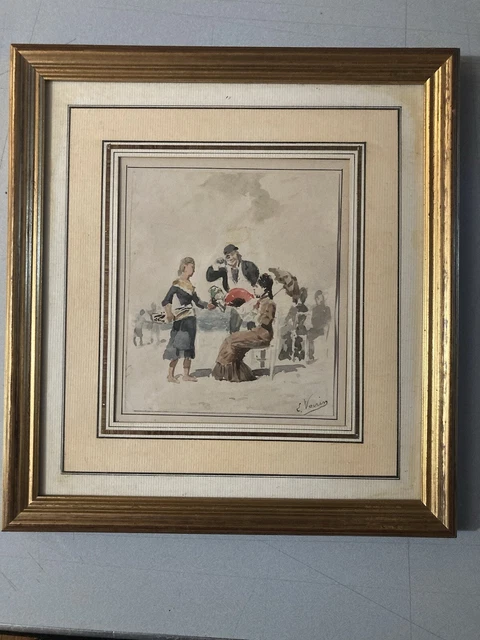 A BEAUTIFUL DRAWING Woman Elegant Léon Joseph Voirin Watercolour 1880 ...