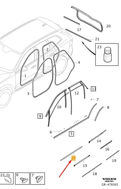 VOLVO XC60 MK2 Front Left Door Window Trim Moulding 32282160 NEW ...