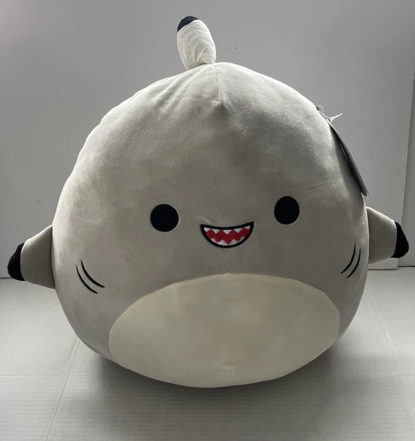 SQUISHMALLOW GORDON GRAY Shark 16" XL Plush Black Fin Soft Stuffy Rare ...