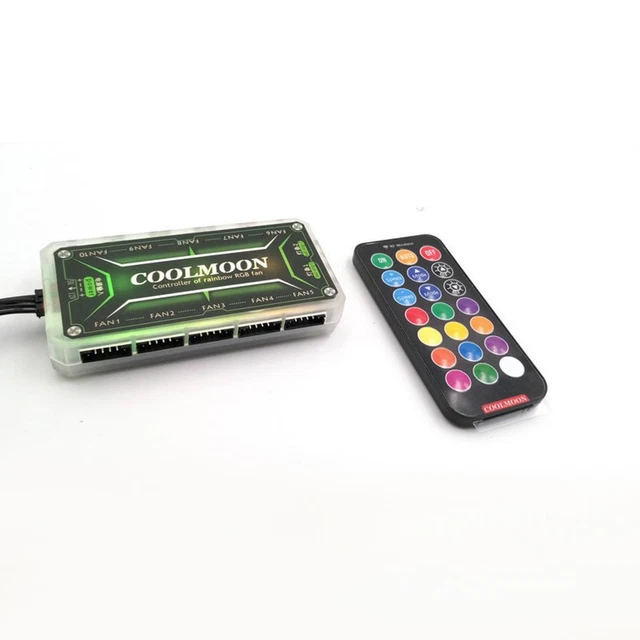 PC COOLING FAN Hub RGB Fan Controller Remote Control Computer Case ...