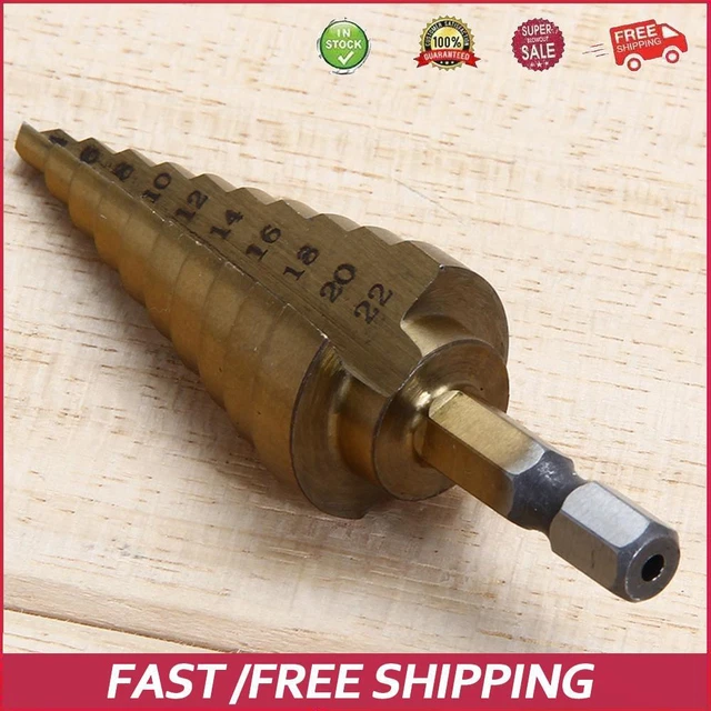 HEX TITANIUM STEP Cone Drill Bit Hole Cutter 4-22MM HSS 4241 For Sheet ...