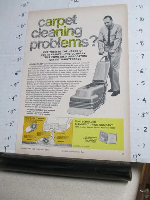 MAGAZINE AD 1970 VON SCHRADER commercial flooring cleaner Racine WI ...