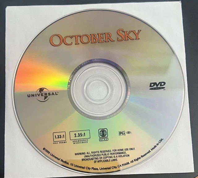 NEW OCTOBER SKY (1999) - DVD disc only in white paper sleeve / no case ...