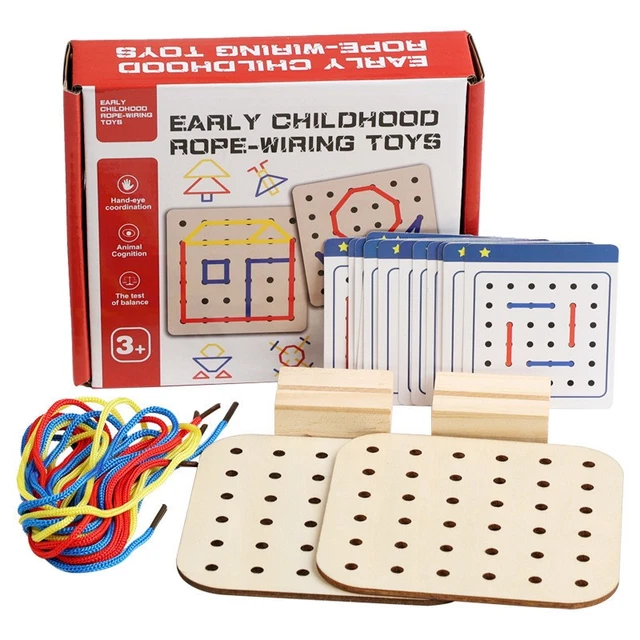 FUN WINDING THREAD Wooden Board Shape Cognition Children Puzzle Toys ...