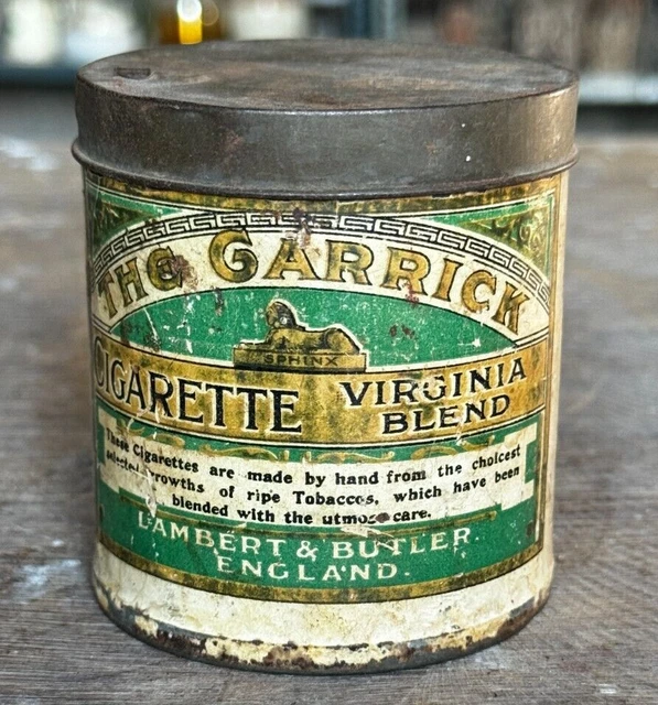 VINTAGE OLD THE Garrick Cigarettes Tin Box With Lid Lambert & Butler ...