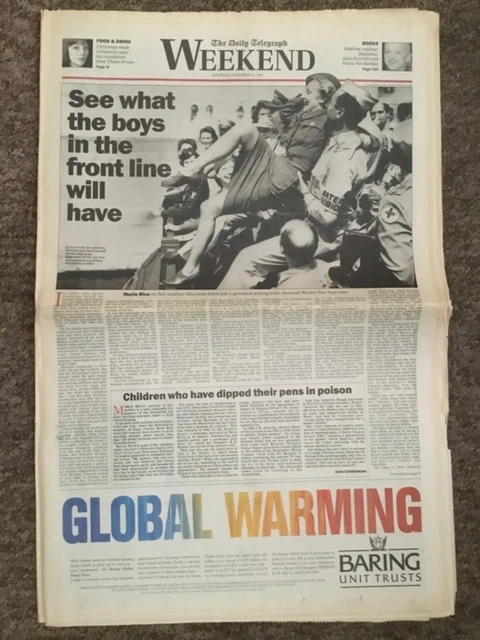 1992 NEWSPAPER THE DAILY TELEGRAPH WEEKEND DEC 12th : MARLENE DIETRICH ...