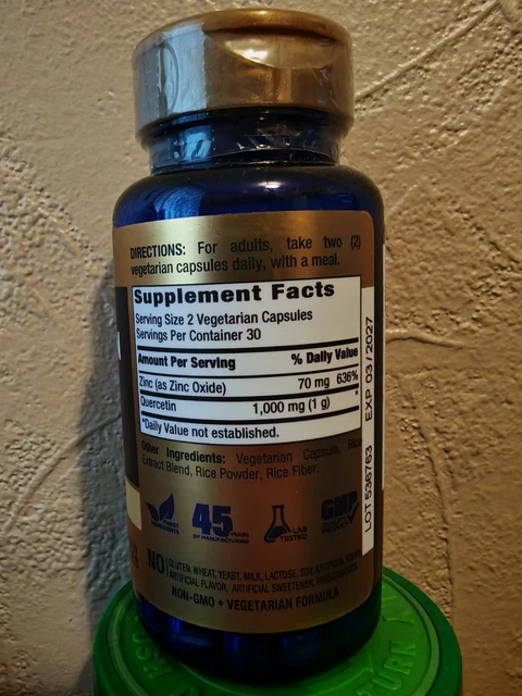 ULTRA QUERCETIN PLUS Zinc 1070 Mg (Per Serving) 60 Quick Release ...