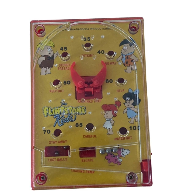 THE FLINTSTONES KIDS Classic Hand Held Pin Ball Game 1986 Hanna Barbera ...