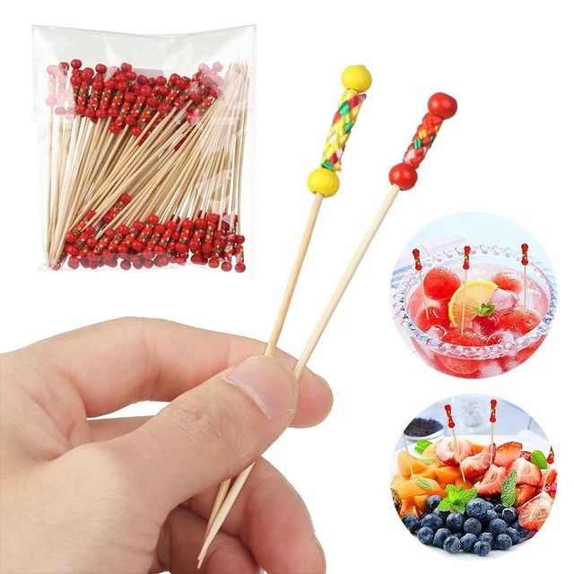 FORK HANDMADE TOOTHPICKS Fruit Sticks Bamboo Picks Food Fruit Cocktail ...