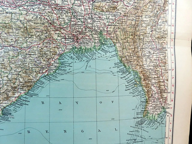 ITALIAN MAP OF India Calcutta Bombay Hyderabad Indian Regions LARGE ...