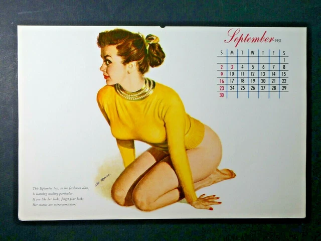 AL MOORE CALENDAR page, September 1951 Esquire magazine pin-up pinup original EUR 8,50 - PicClick FR