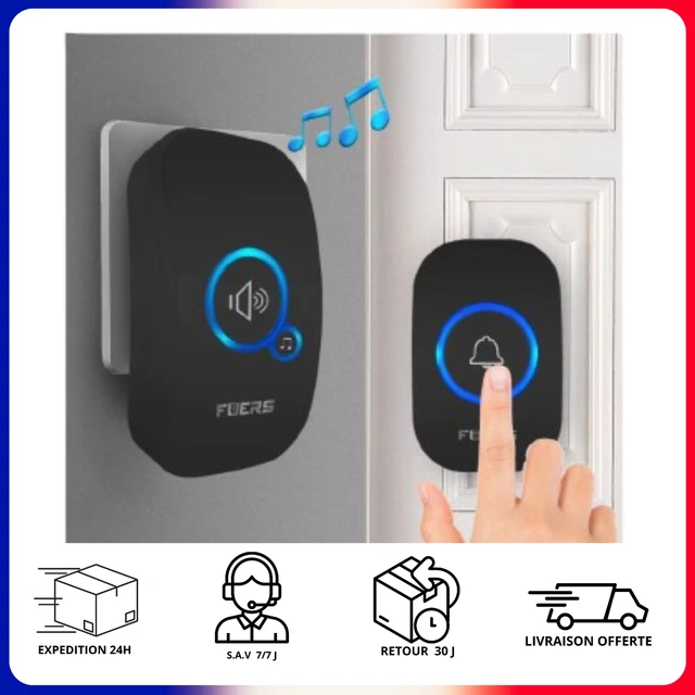 SONNETTE SANS FIL Etanche De Porte Portail Distance 80 M Extérieur 32 ...