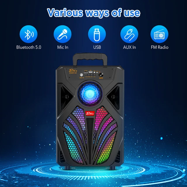 PORTABLE BLUETOOTH SPEAKER Wireless Subwoofer Karaoke Party Sound System Mic RGB £24.99 ...