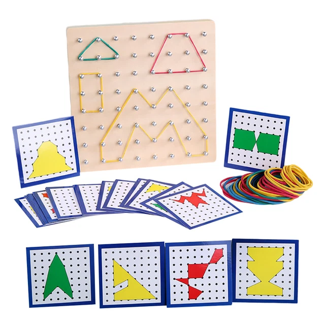 GEOBOARD IN LEGNO Montessori Toy Matrix 8x8/7x7 Grafica Giocattoli ...