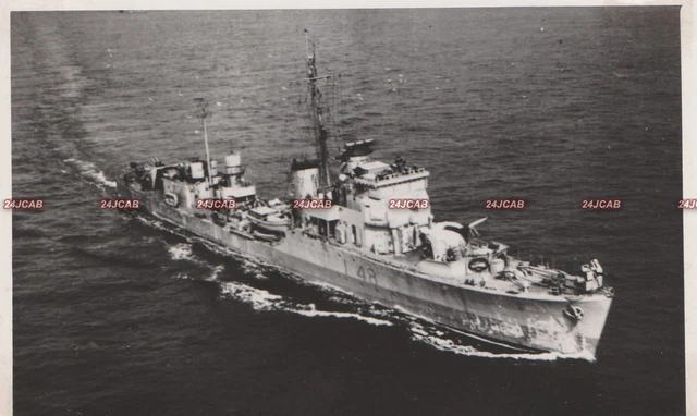 WW2 ROYAL NAVY Destroyer HMS Raider 2 Crew on deck in port 3.25 x 2.25 ...