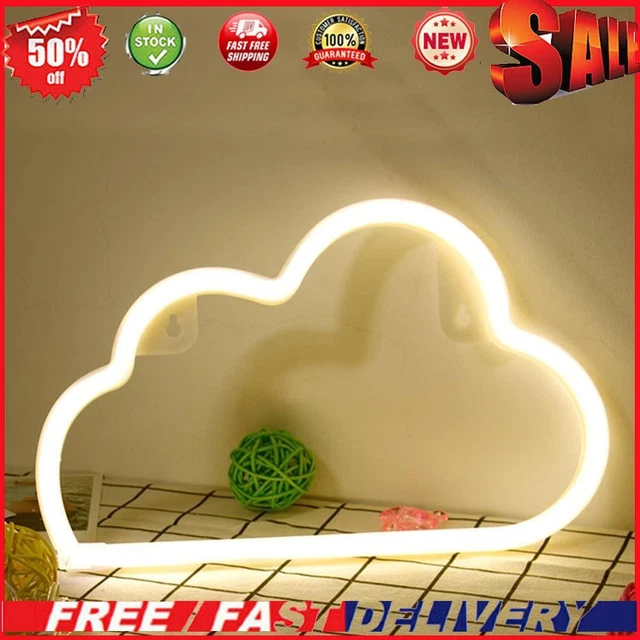 LED HANGING NEON Lamp Cartoon Cloud USB Battery Operated Party Wall ...