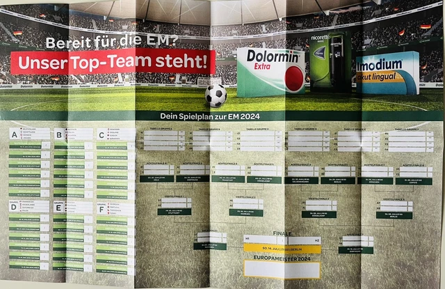 XXL SPIELPLAN EM 2024 UEFA Euro 2024 Fußball Planer 59x38 cm Poster ...