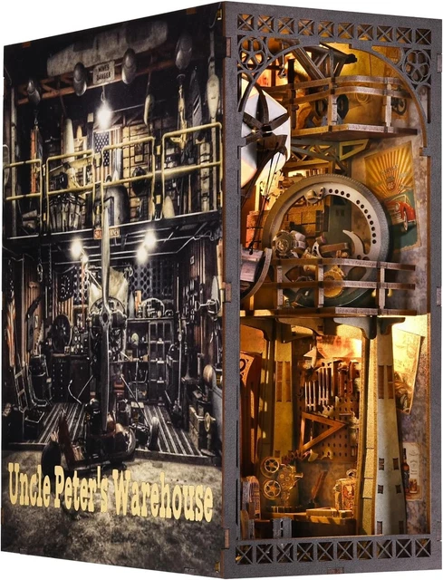 BOOK NOOK KIT - DIY 3D Wooden Puzzle Bookend with LED Lights, Miniature ...