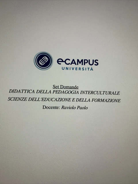 PANIERE COMPLETO ECAMPUS di DIDATTICA DELLA PEDAGOGIA INTERCULT.) Prof ... PANIERE COMPLETO ECAMPUS di DIDATTICA DELLA PEDAGOGIA INTERCULT.) Prof ...