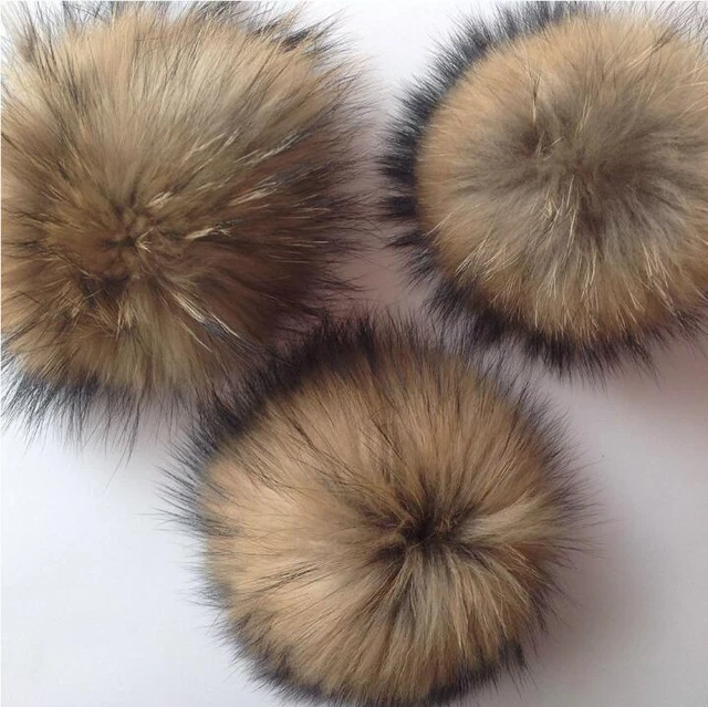 FAUX RACCOON FAKE Fur Hair Huge Ball-Fluffy Pompom Pendant For Hat Bag ...