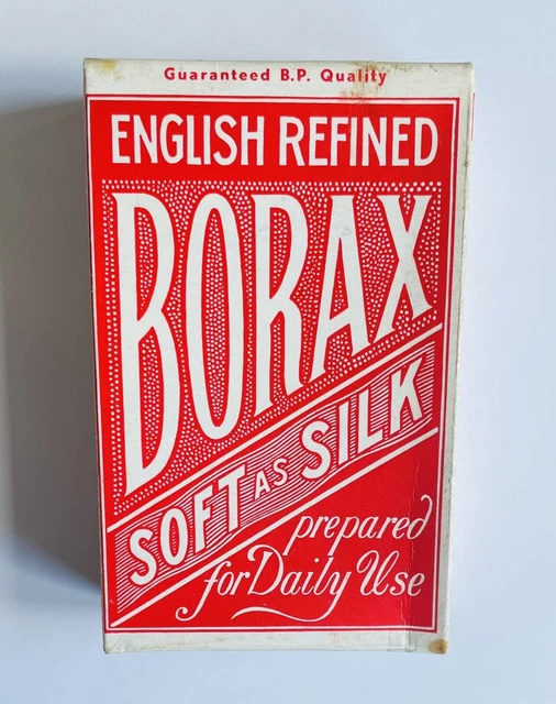 ENGLISH REFINED BORAX Box 1950s Red Packet 1lb Vintage EXC Film/TV Prop ...