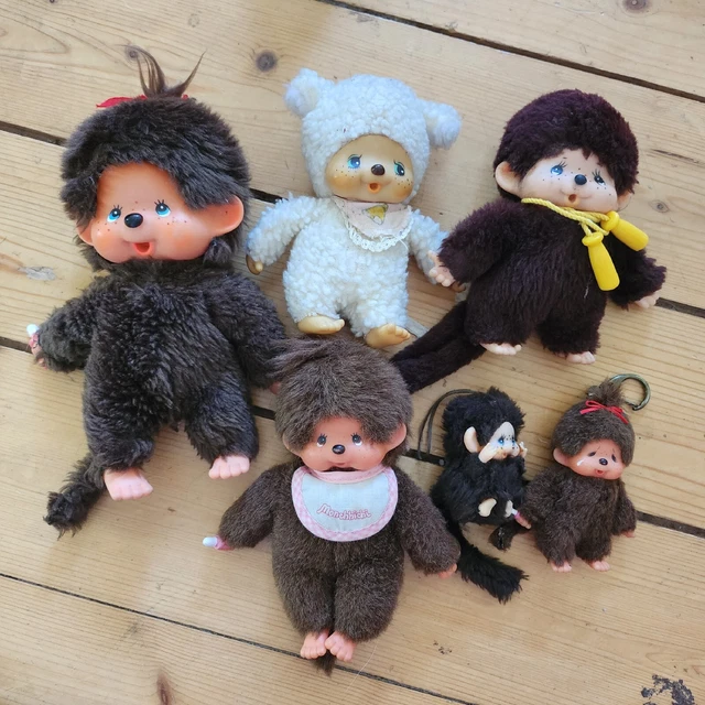 6 ALTE MONCHHICHI 70er ca. 15-20 cm Toho oder Sekiguchi Weiß Monchichi ...