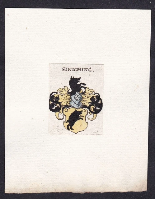 SINCHING ARMOIRIES COAT De Arms Blason Héraldique Heraldry Gravure sur ...