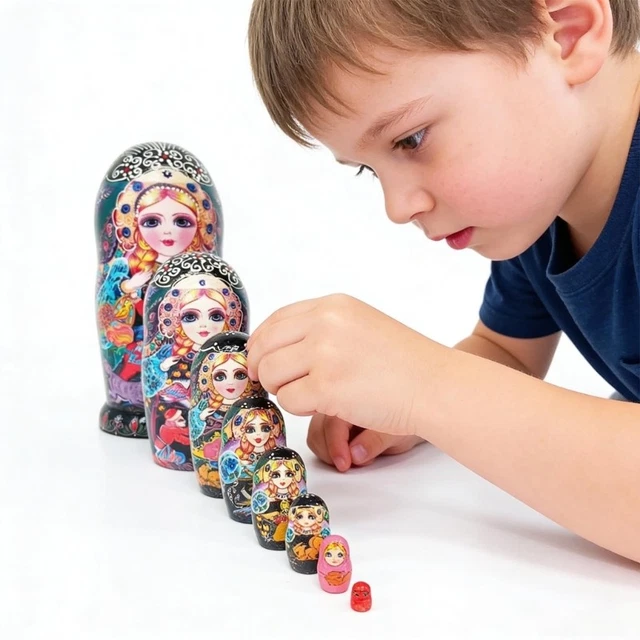 EDUCATIONAL STACKING TOY Russian Nesting Dolls 10 Layer Matryoshka ...