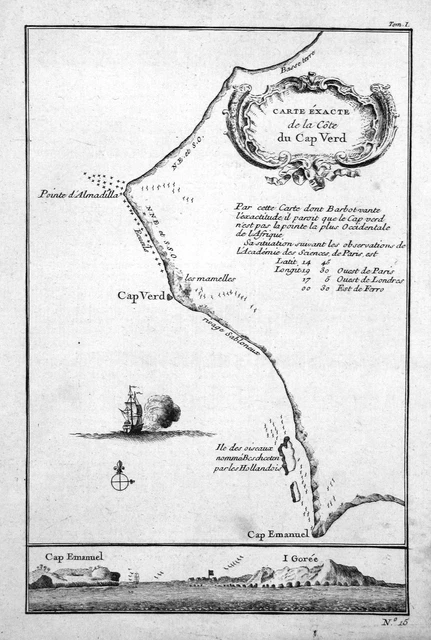 CAP-VERT CABO VERDE Africa Afrique Carte Map Carte Gravure sur Cuivre ...