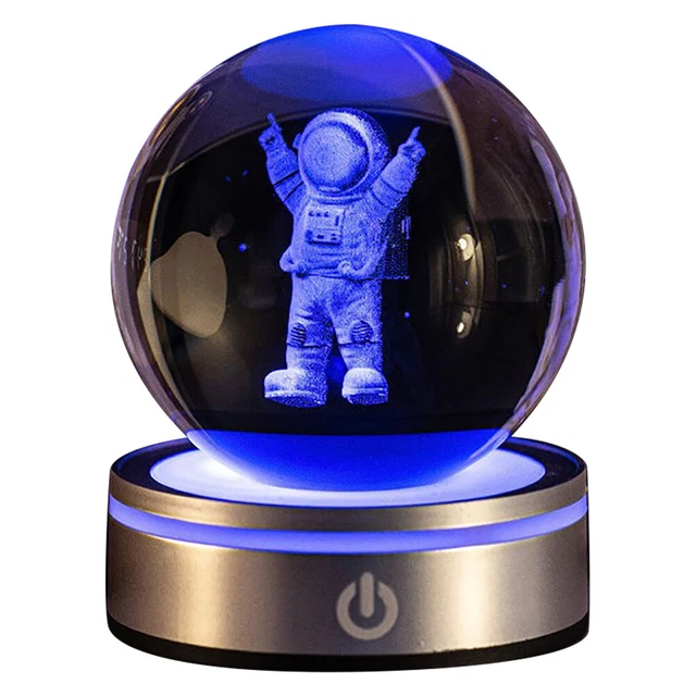 PLANET GLASS BALL Lamp Touch Switch 3D Crystal Ball Night Light ...
