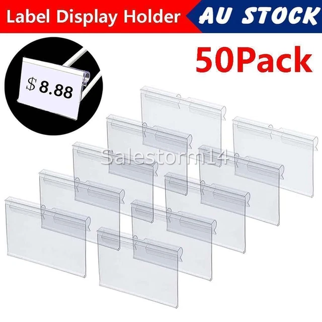 50X LABEL DISPLAY Holder Clear Plastic Retail Shop Sign Shelf Retail ...