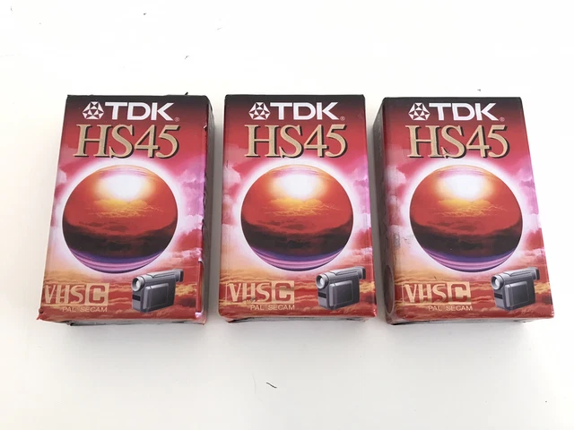 LOT DE 3 Cassettes Vidéo VHS-C TDK HS45 Neuves Scellées TDK HS 45 VHSC ...