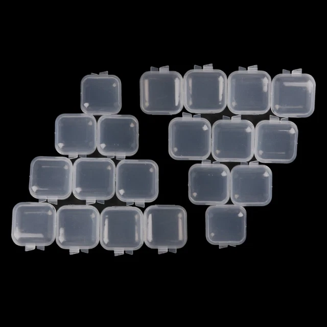 20PCS SQUARE MINI Clear Plastic Storage Containers Box with Lids for ...